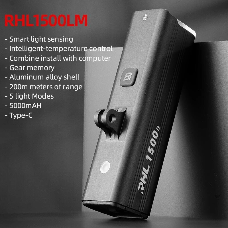 ROCKBROS RHL1500 Алюминиевый велофонарь 1500 люмен RHL1500D no mount