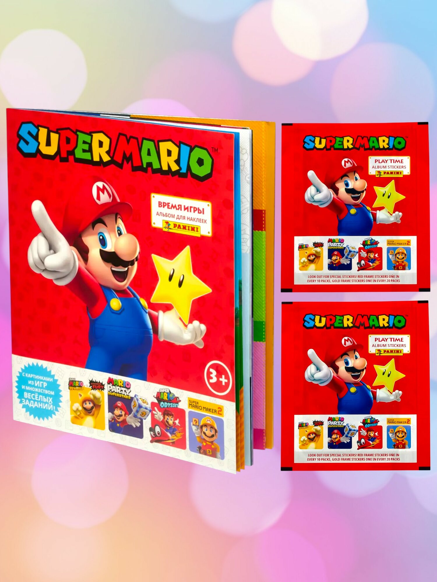 Альбом и 2 пакетика Super Mario Panini
