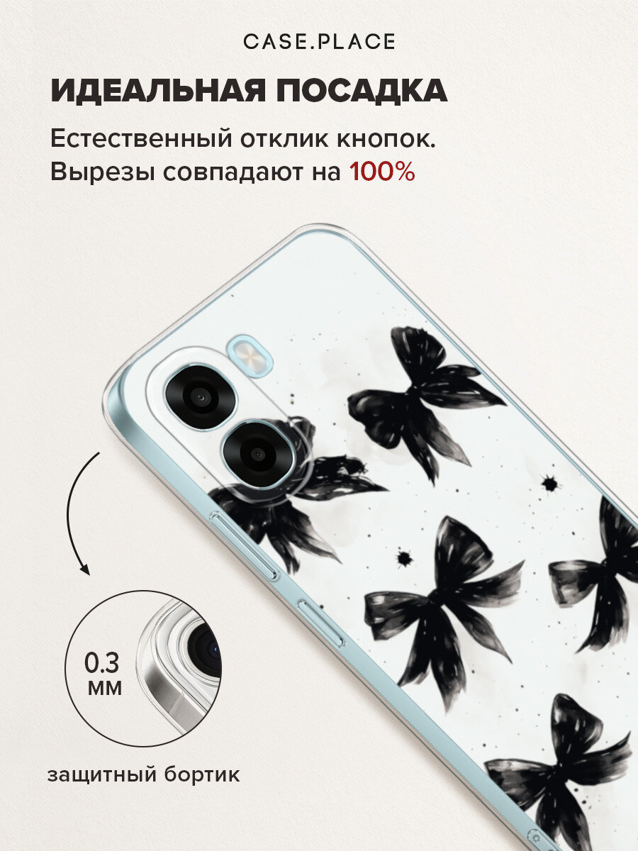 Силиконовый чехол на Oppo A6x / Оппо A6x с принтом Черные банты — фото 1