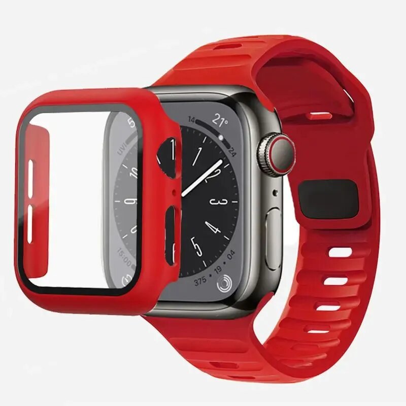 Корпус часов + ремешок для Apple Watch series 4 5 6/SE 40 мм, Стеклянная пленка + жесткий пластиковый бампер