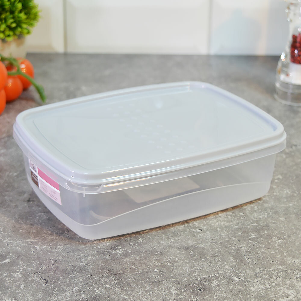 Контейнер для продуктов 1,3л пластиковый с крышкой, пепельный жемчуг, герметичный, с защелками