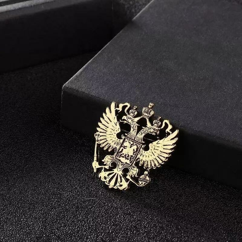 Винтажная булавка-значок герб РФ двуглавый орел декор для одежды рюкзака сплав, золотистый
