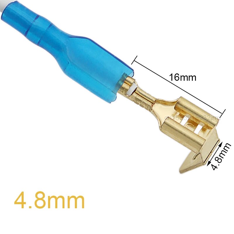 Пружинные клеммы DJ6212-6.3B/4.8B из латуни 10 шт. 4.8mm Golden, Black Wire