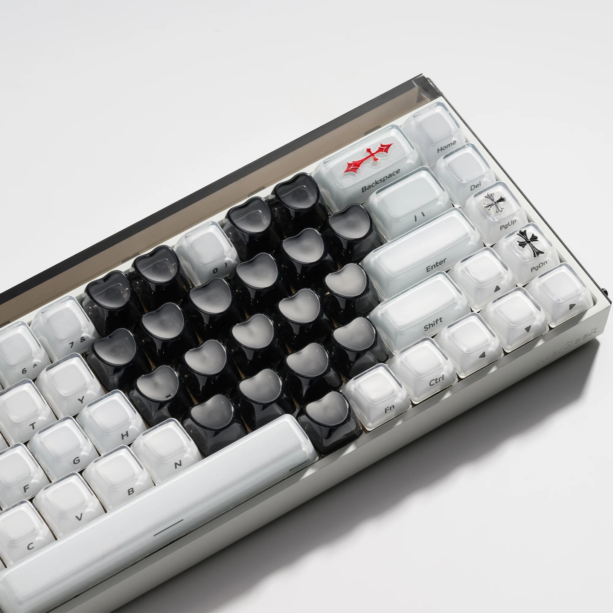 XVX колпачки для клавиш Черные прозрачные сердечки Cherry MX 21 шт Белый, love black