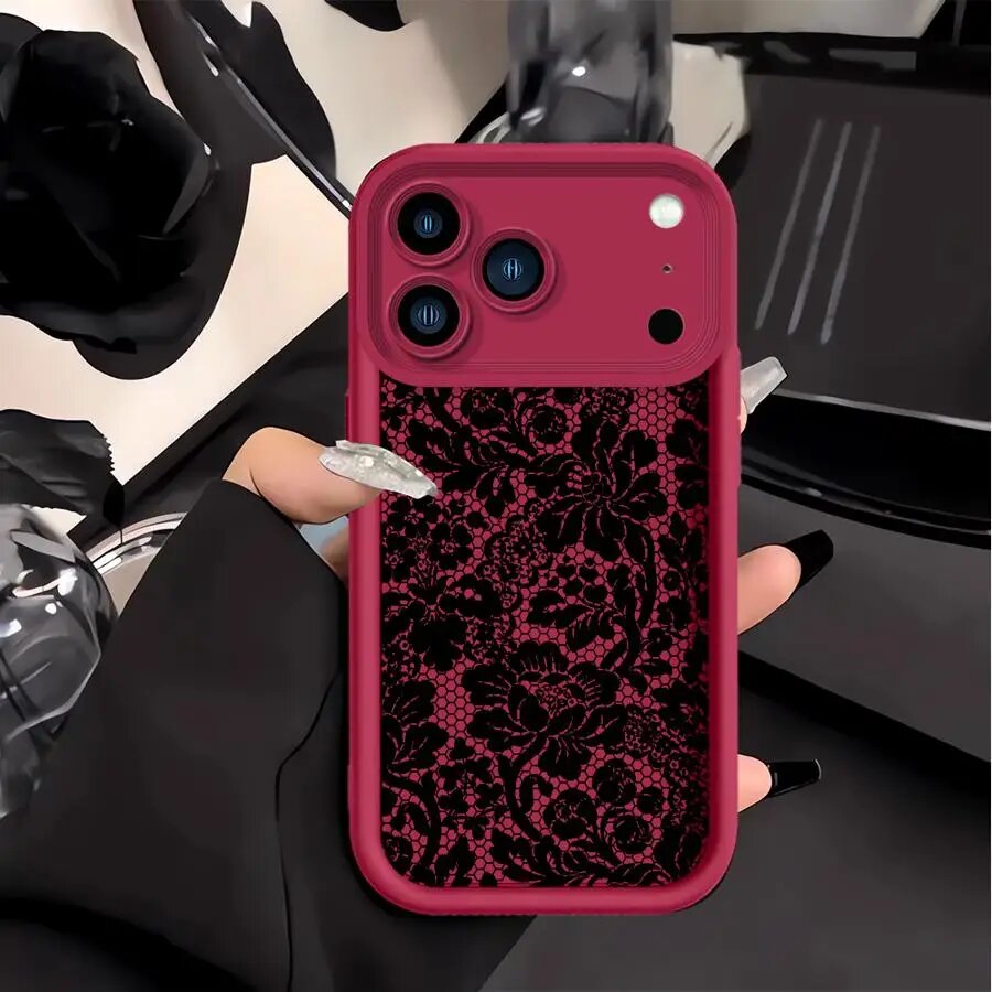 Сексуальный черный кружевной чехол для Apple iPhone 17 Pro Max 14 Plus 11 16e iPhone 12 Про, Mix08