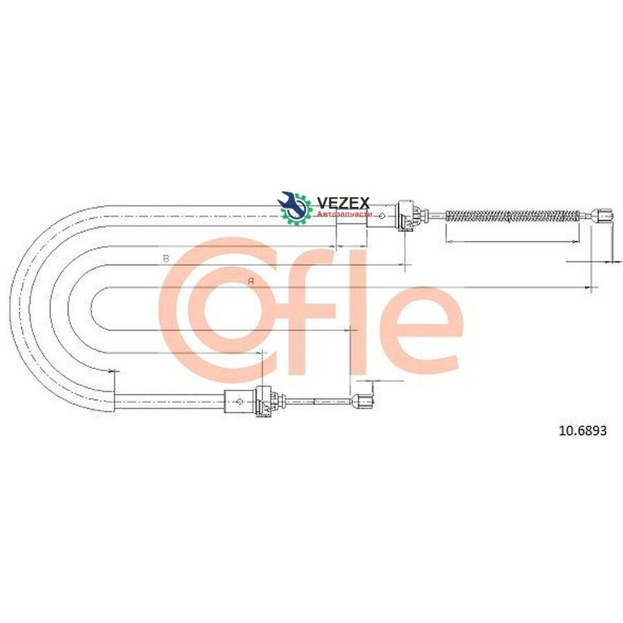COFLE 92106893 трос ручника задний л./п! drum\ Renault Sandero 1.4/1.6 07>