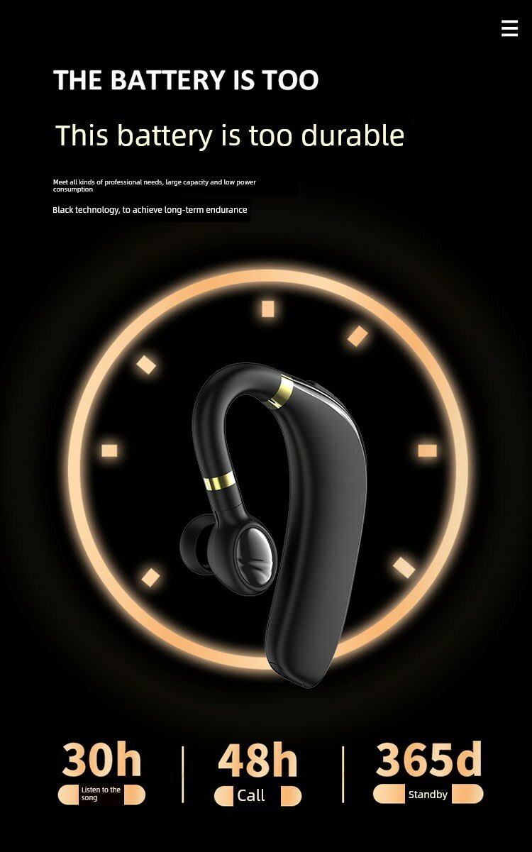 Беспроводные наушники Bluetooth с объявлением номера звонящего, черный цвет для устройств Android и iOS