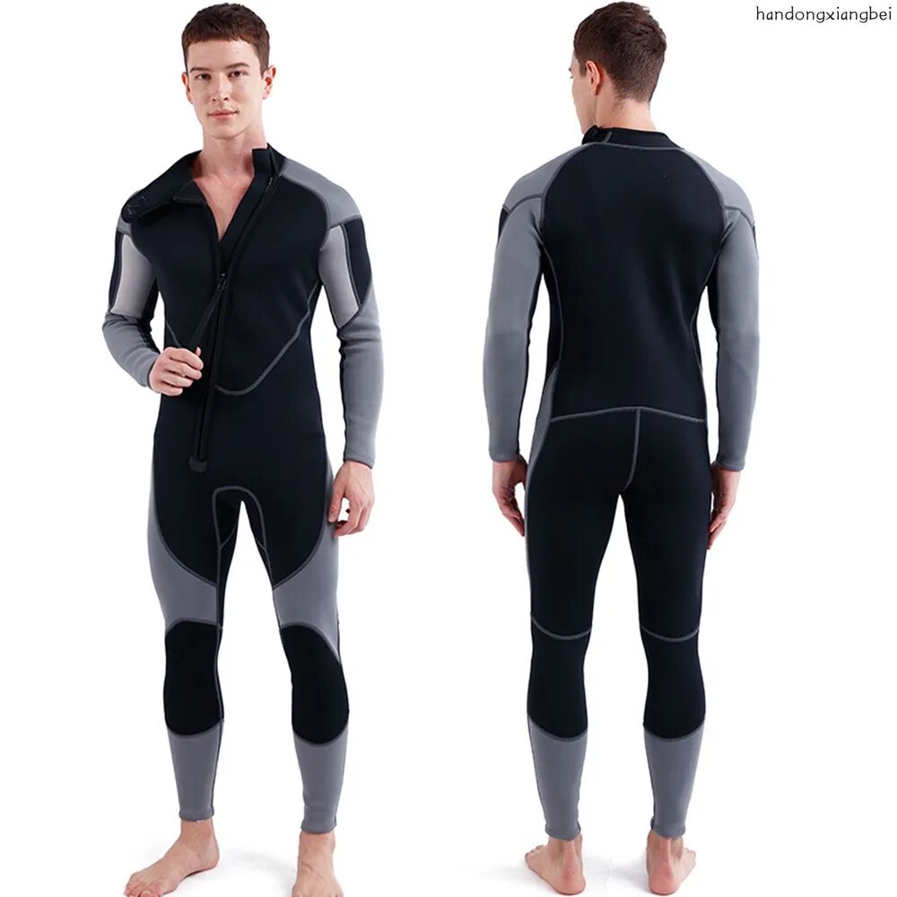 Гидрокостюм мужской, размер: 12 (XXXL), черный/серый, 3 мм, для плавания