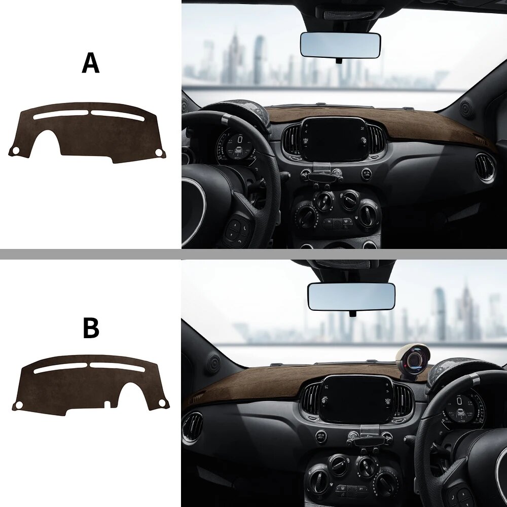 Для Abarth 595 695 2012 2013 2014 2015 2016 2017 2018 2019-2024 Fiat Brown flannel, right-hand drive