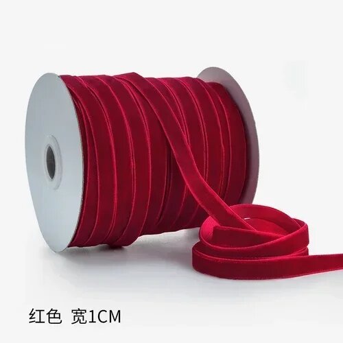 Бархатная лента 10мм 50 ярдов Красный, Red