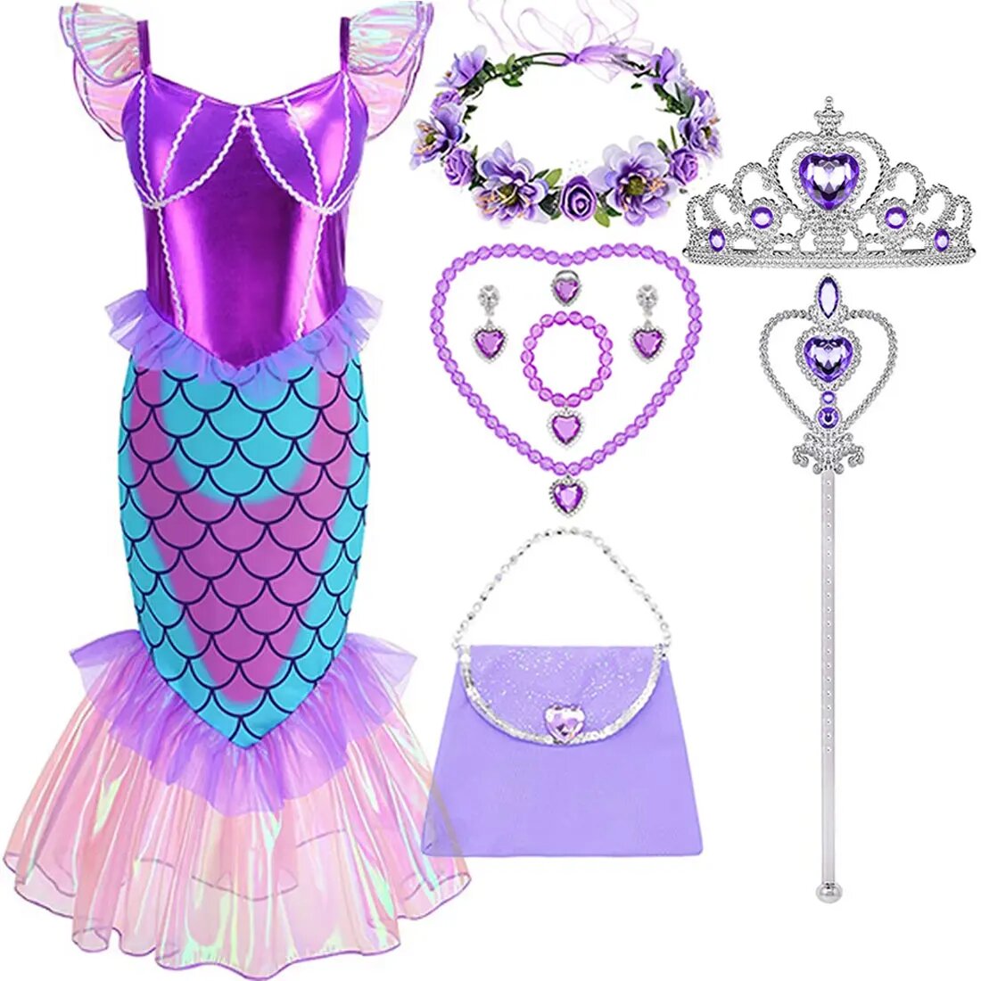 Платье русалки для девочки, 4T(120см), Mermaid Set 7
