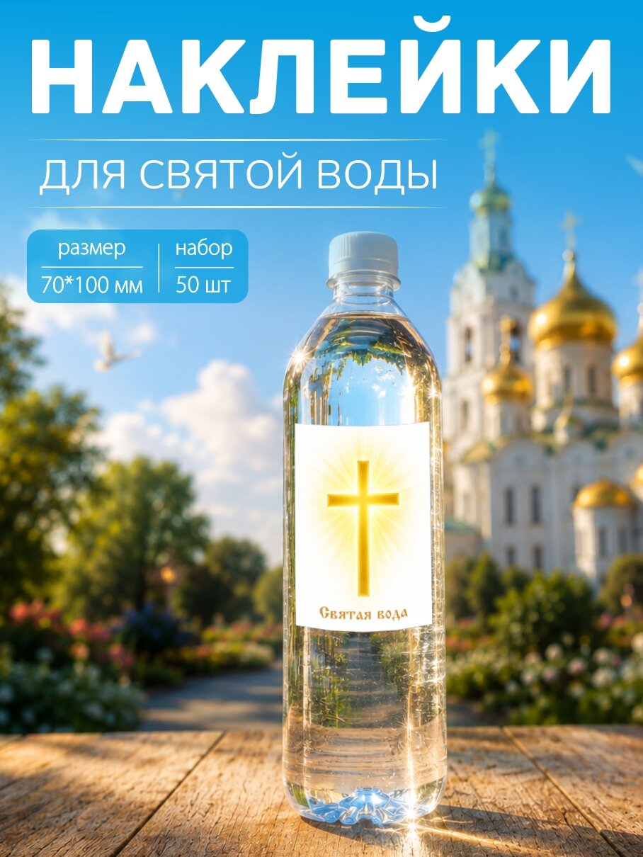 Церковные наклейки амарант, для святой воды, 75 мм х 100 мм, 50 шт