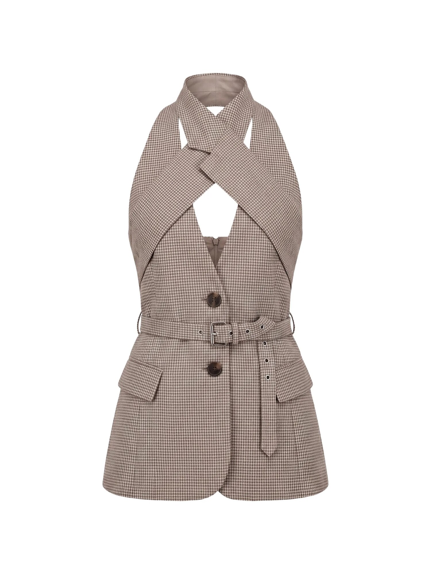 Жилет Houndstooth-pattern cross-lapel vest