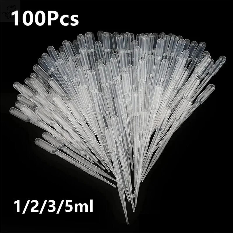 Пластиковые лабораторные пипетки 100 шт. (1 мл, 2 мл, 3 мл, 5 мл) 3ml