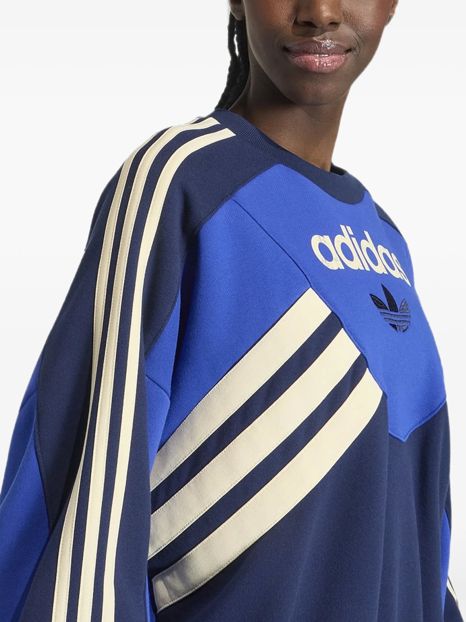 Свитер adidas Logo-embroidered striped sweater, размер 8 UK, , синий — фото 1