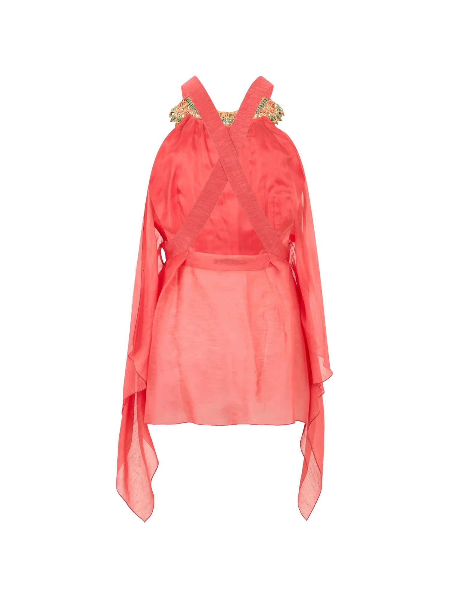 Блуза Alberta Ferretti Bead-embellished belted blouse, размер 44, розовый — фото 1