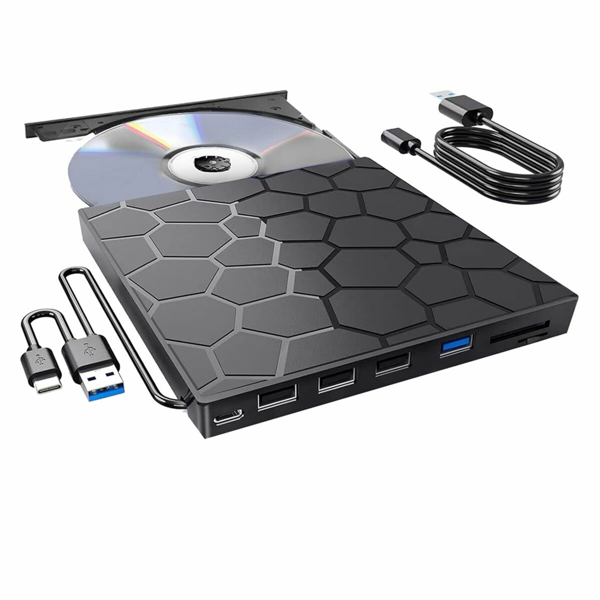 Внешний Привод CD/DVD, USB 3.0 CD/DVD-ROM +/-RW Устройство Записи Компакт-Дисков