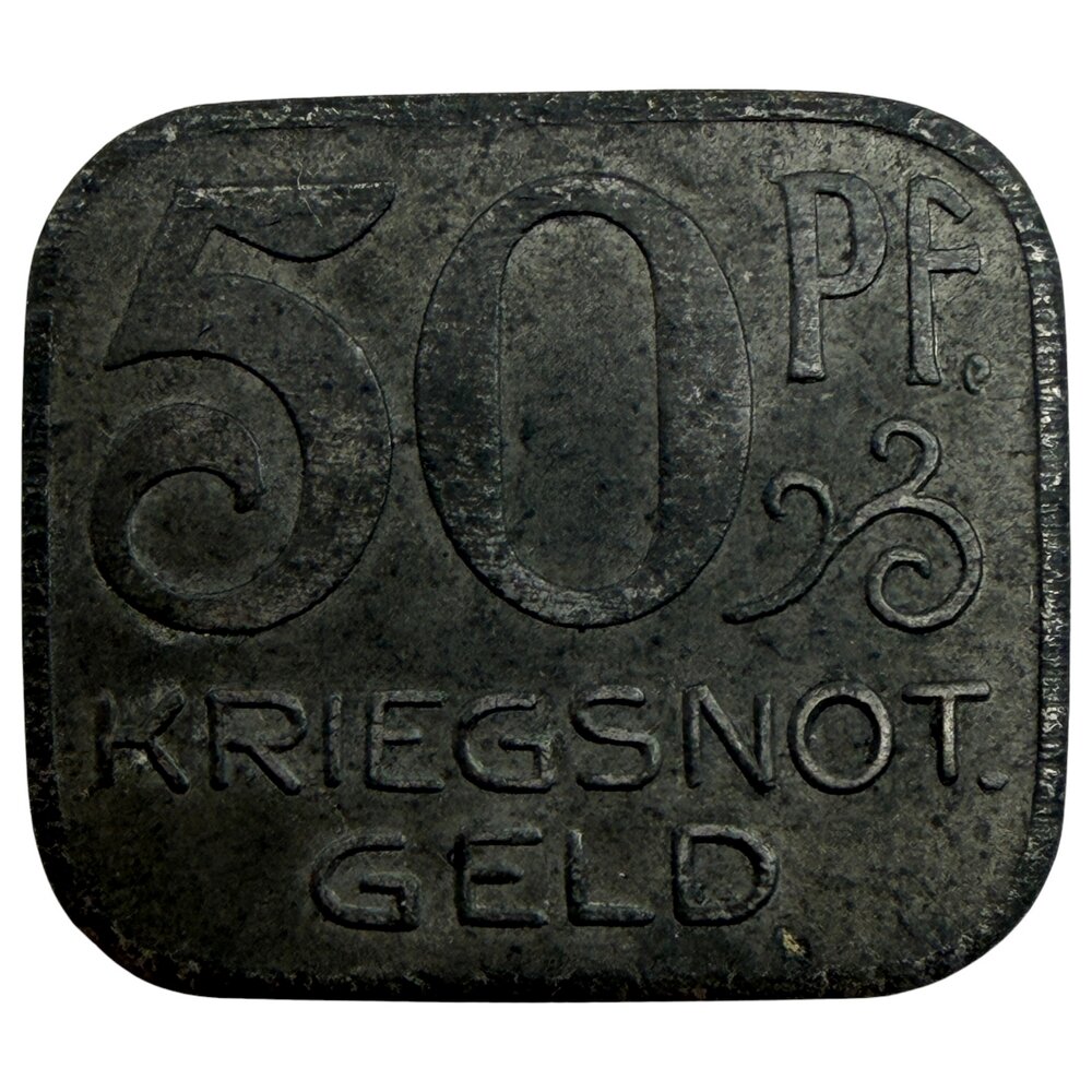 Германия, Германская империя, Швебиш-Халль 50 пфеннигов 1918 г. (Fe) (Прямоугольник)