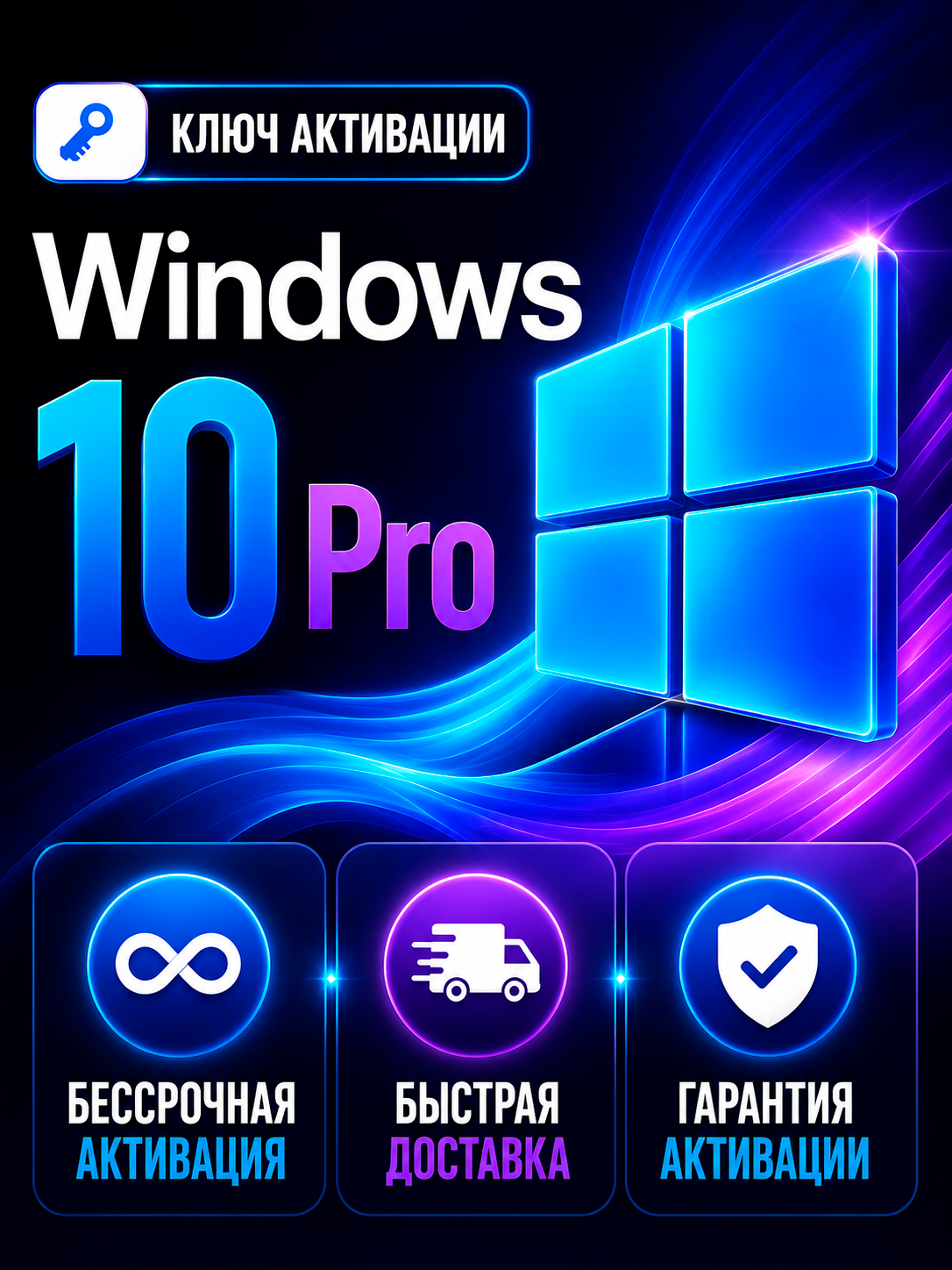 Microsoft Windows 10 Pro (Professional) Электронный ключ активации - Бессрочно