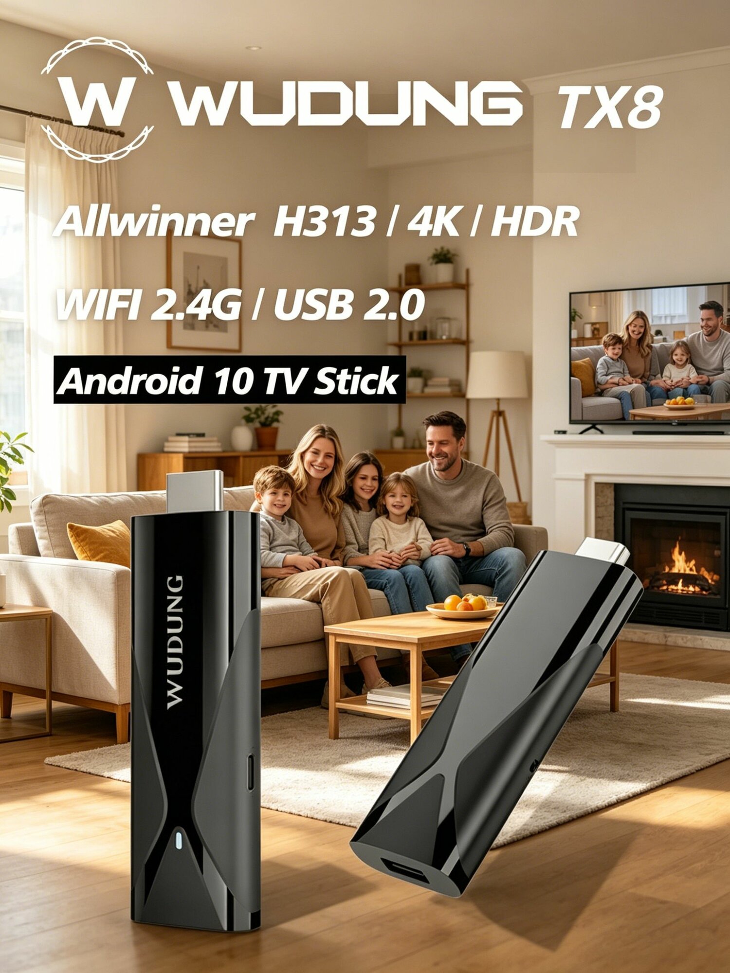 Wudung Медиаплеер Android, 2 ГБ/16 ГБ, Wi-Fi, Bluetooth, черный