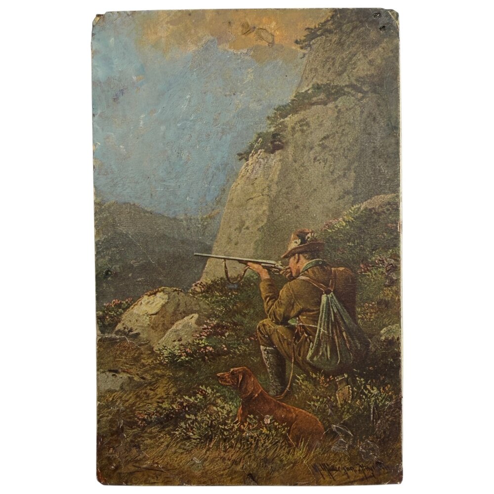Почтовая открытка "Охотник в горах" 1900-1917 гг. Германская Империя