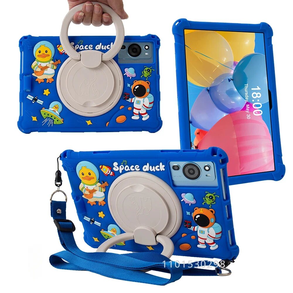 Детский силиконовый чехол для планшета Teclast Greliana Teclast P30 P30S, Sea Blue with belt