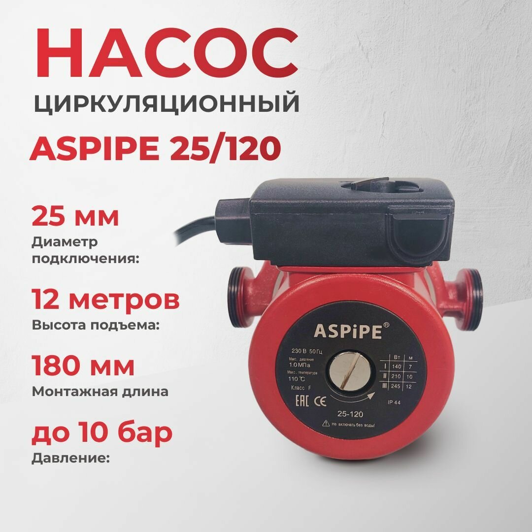 Насос циркуляционный ASPiPE 25/120 180мм