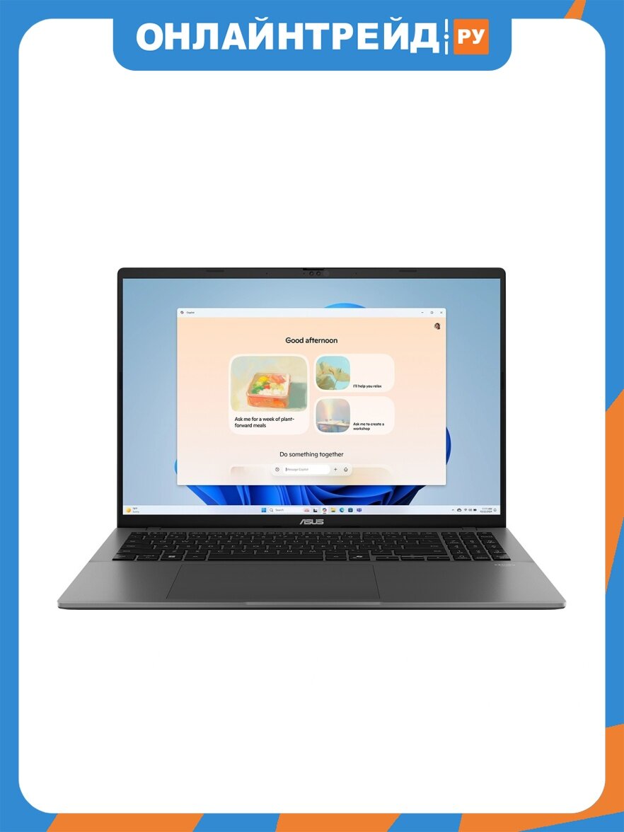 Ноутбук Asus VivoBook S16 OLED S3607AA 16", OLED, Intel Ultra 7 355 2.3ГГц, 8-ядерный, 16Гб DDR5, 1Тб SSD, Intel Graphics, без ОС, серый (90NB1732-M00B10)