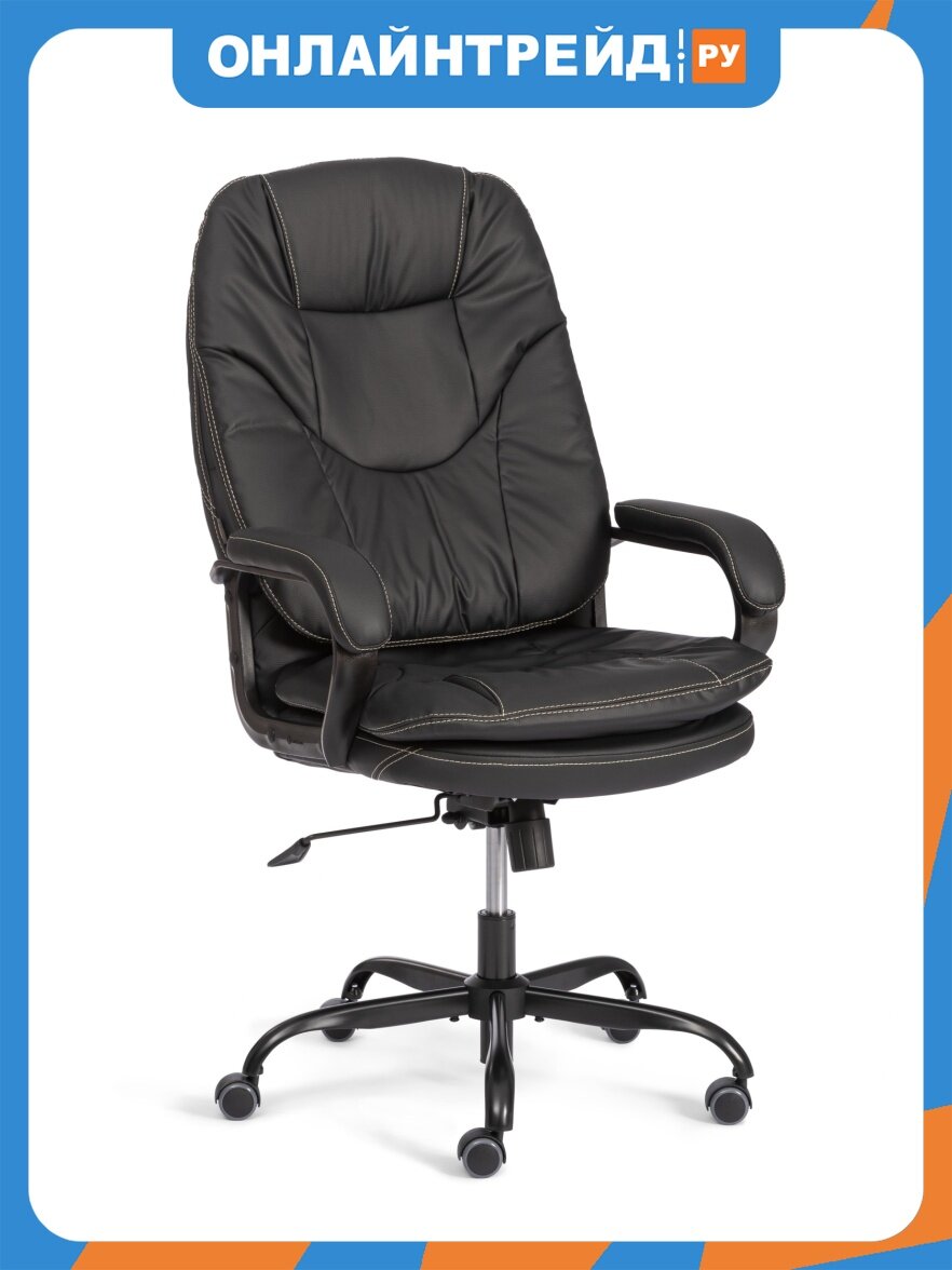 Кресло Tetchair COMFORT Lux (22) metalBL кож/зам, черный, 36-6