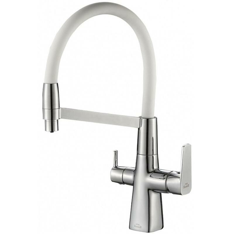 Смеситель для кухни ZorG Steel Hammer SH818-8CR хром белый, с краном для питьевой воды, рычажный, латунь