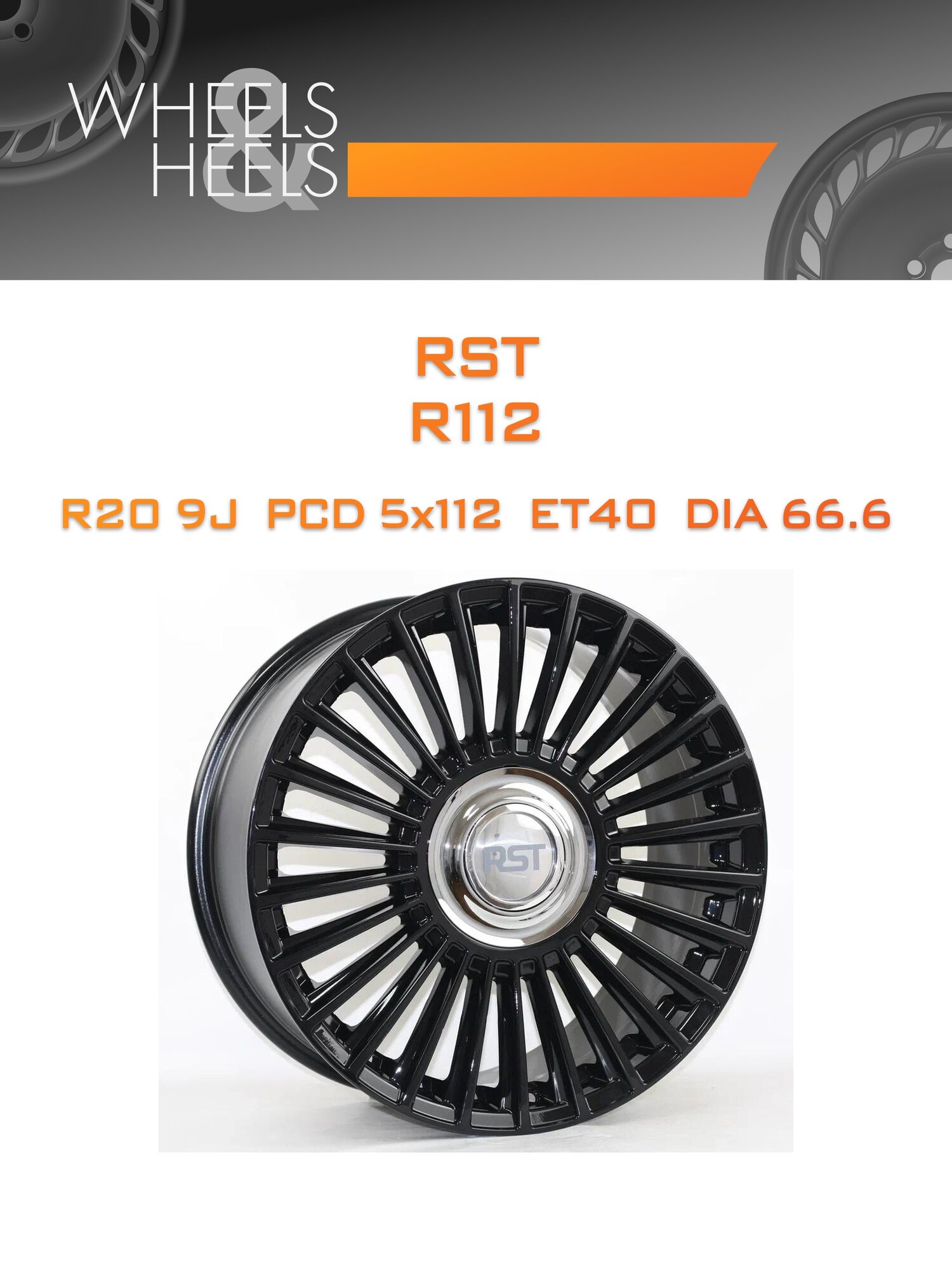 Диск автомобильный литой RST R112 20x9 5x112 et40 dia66.6 Чёрный