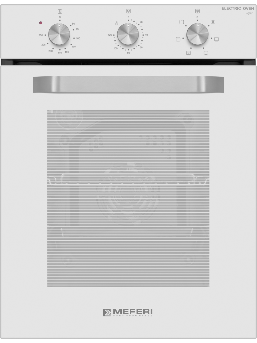 Духовой шкаф электрический Meferi Light MEO456WH, 53л, 6 программ, белый/нержавеющая сталь