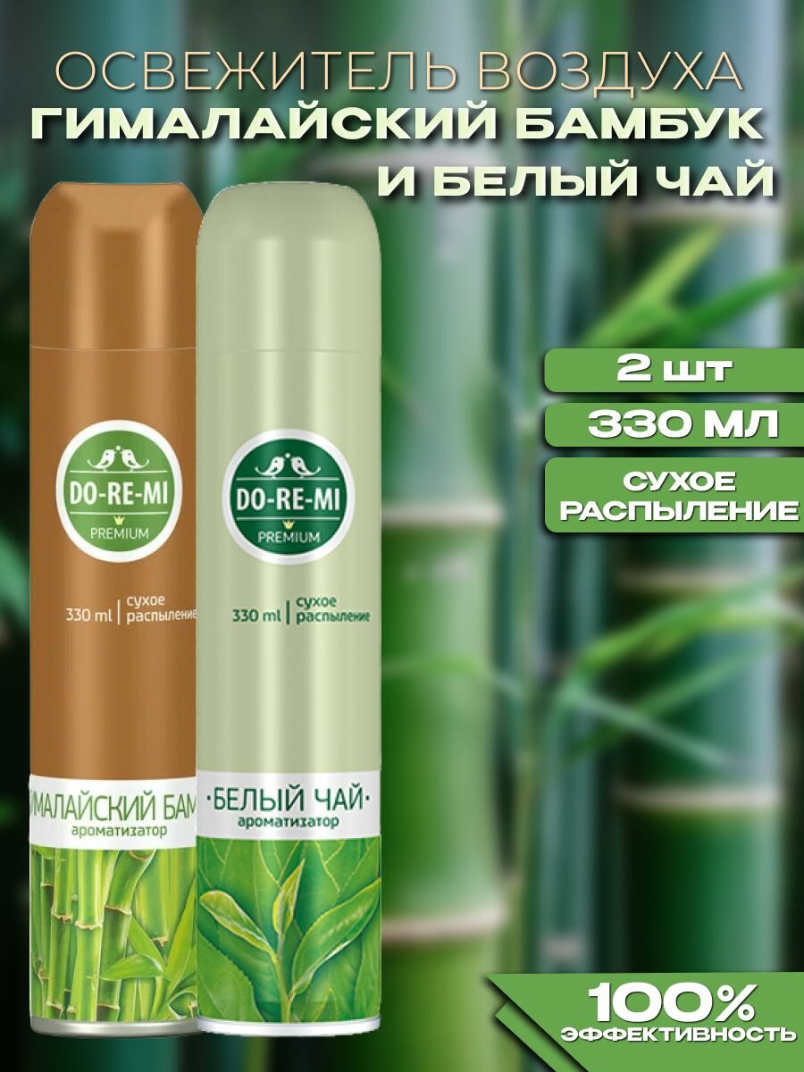 Освежитель воздуха Do-Re-Mi набор (Белый чай, Гималайский бамбук) сухое распыление (2уп по 330мл)