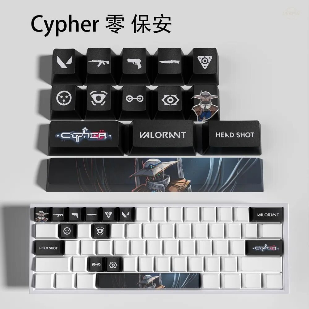 Комплект кейкапов для темы Valorant / PBT Keycaps 14 Клавиш / Кейкапы для механической клавиатуры