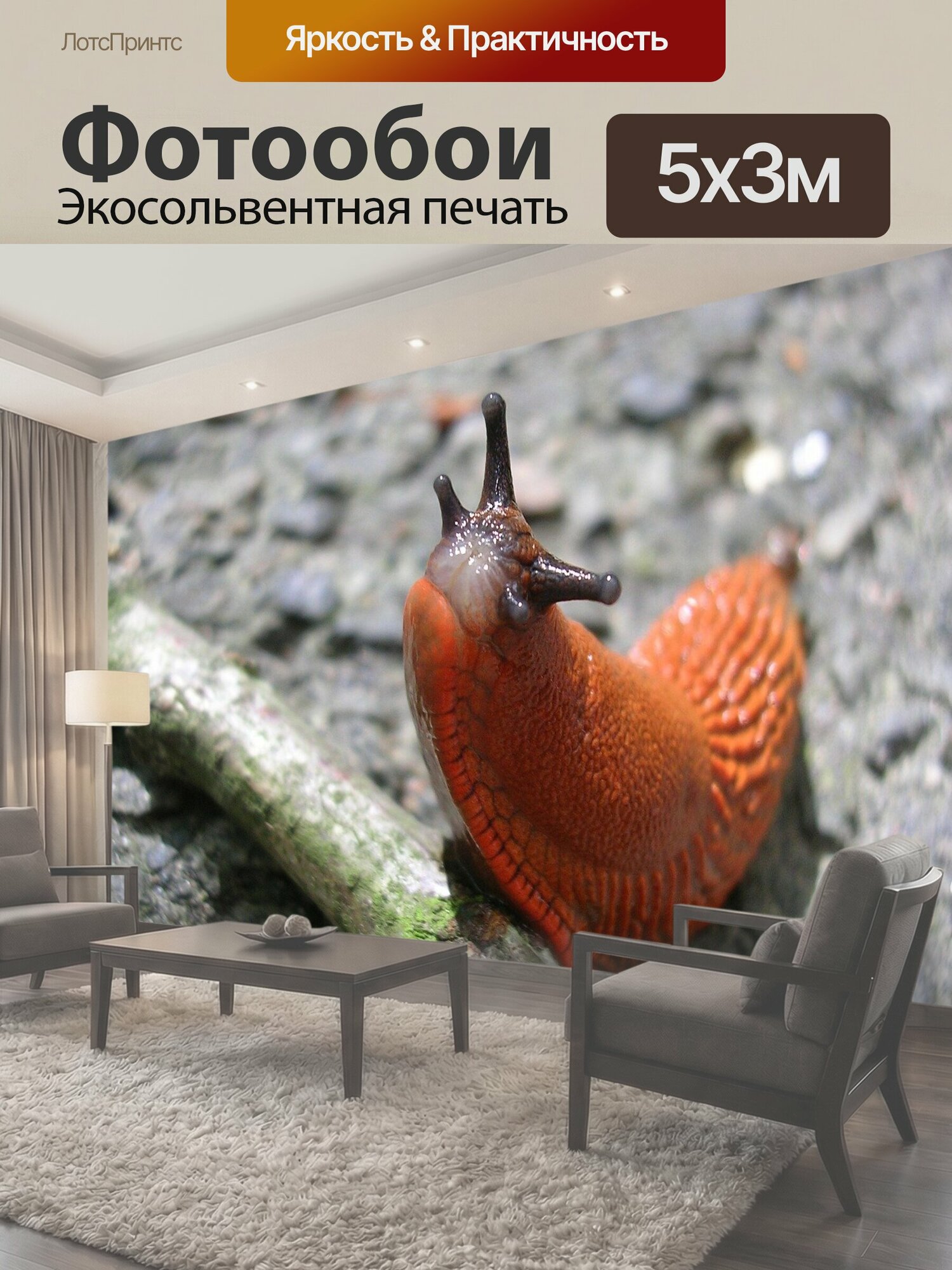 Фотообои "Весна, слизняк, улитка" 500x300 см. экосольвентная печать