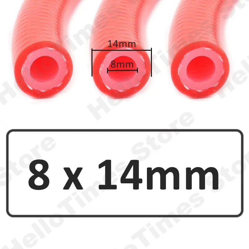 Силикагелевый водопроводный шланг 1м 6~35мм Red 8x14mm
