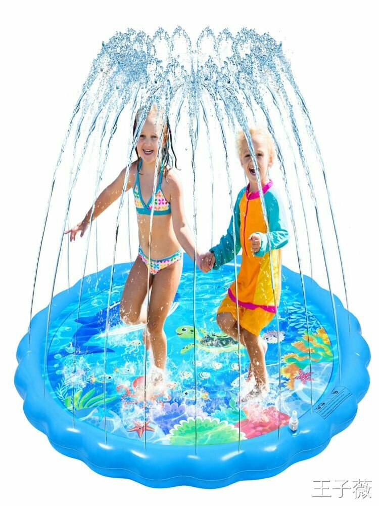 Синий надувной игровой коврик с распылителем воды для игр детей на улице
