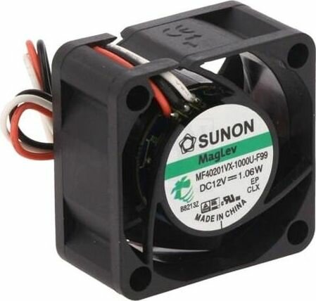 SUNON MF40201VX-1000U-F99 Вентилятор осевой, 12В DC, 40x40x20мм, подшипник Vapo, 18,25куб. м/ч, 27,5дБА, 1шт