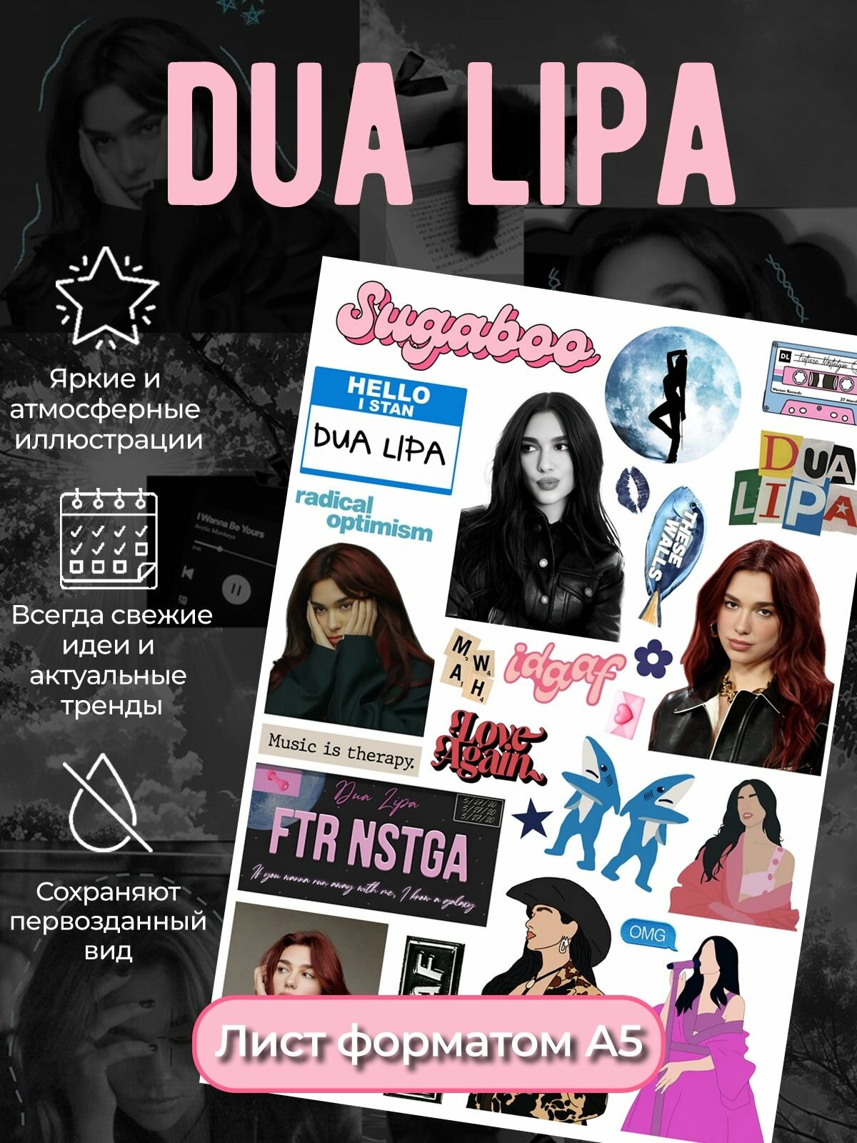 Наклейки Дуа Липа (Dua Lipa)