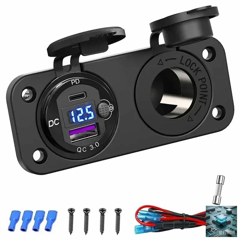 Кнопка прикуривателя арт. 12V-24V 2USB