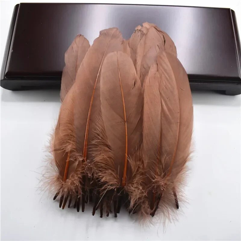 Натуральные окрашенные гусиные перья WyFeay 6-8 дюймов Коричневый, 20 Pcs, Dark coffee
