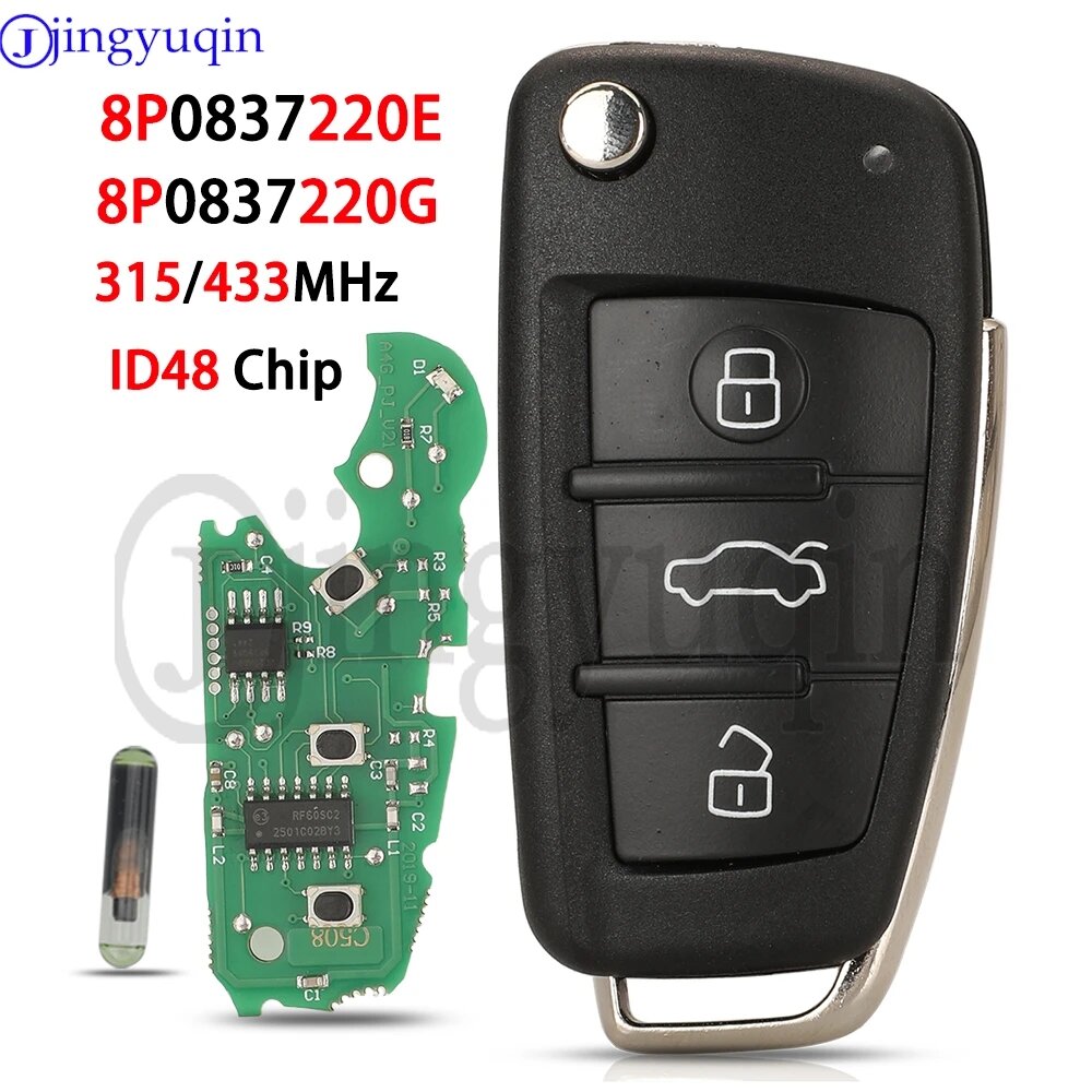 Беспроводной 3-кнопочный Ключ-пульт Jingyuqin Для Audi A3 S3 S4 TT A4 A6 A8 С Чипом Full Key, 315MHz