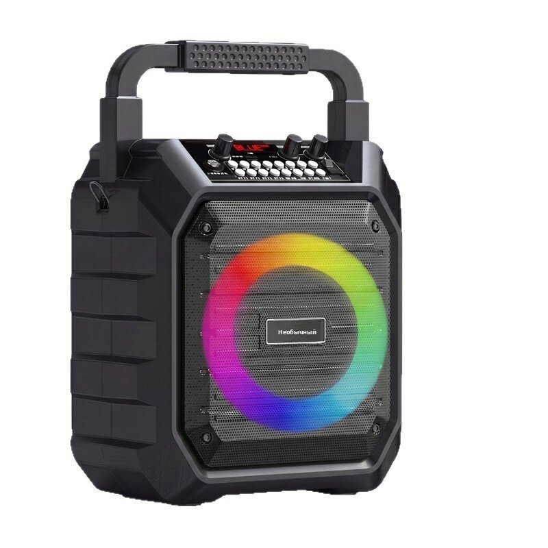 Портативная караоке-колонка K12, с Bluetooth, 2 микрофона, черная матовая