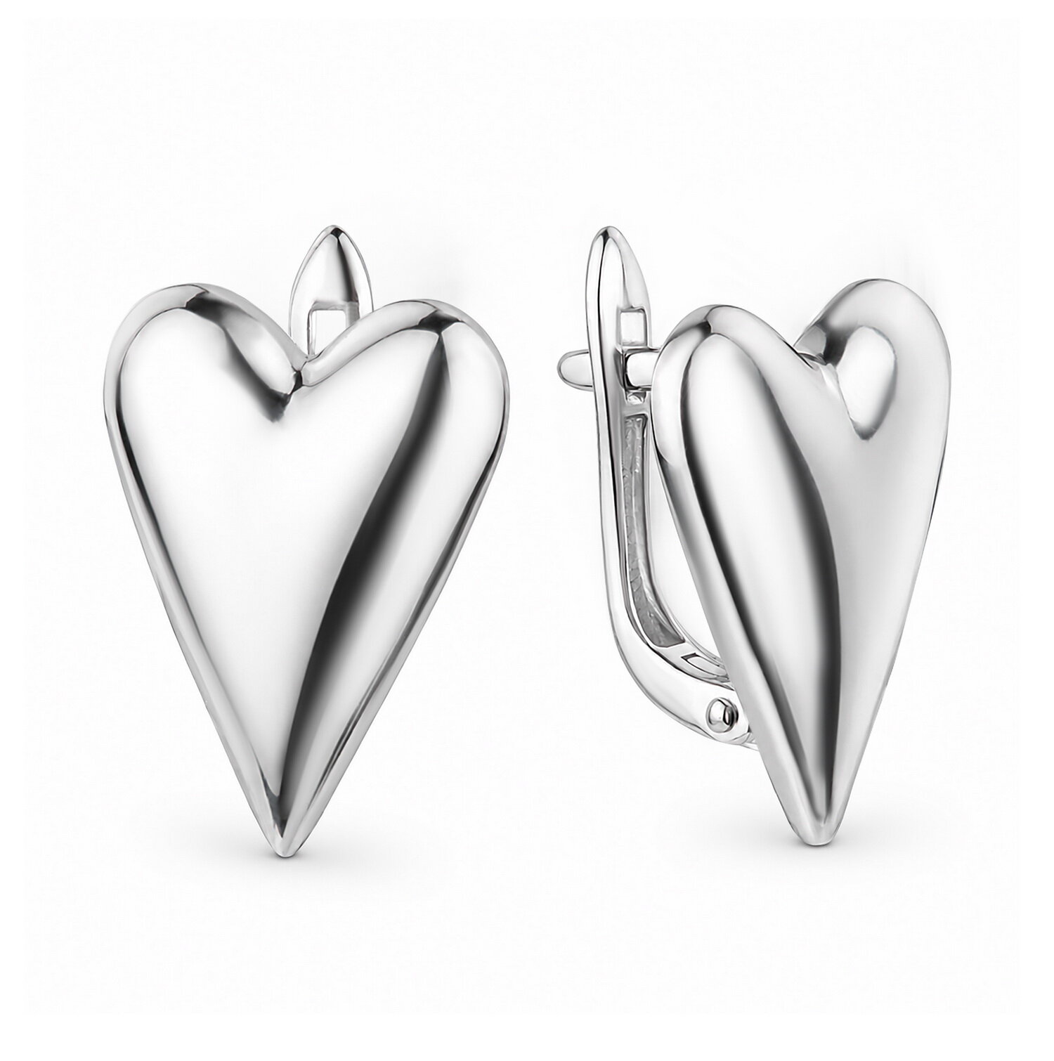 Серьги двусторонние, серебро, 925 проба, родирование
