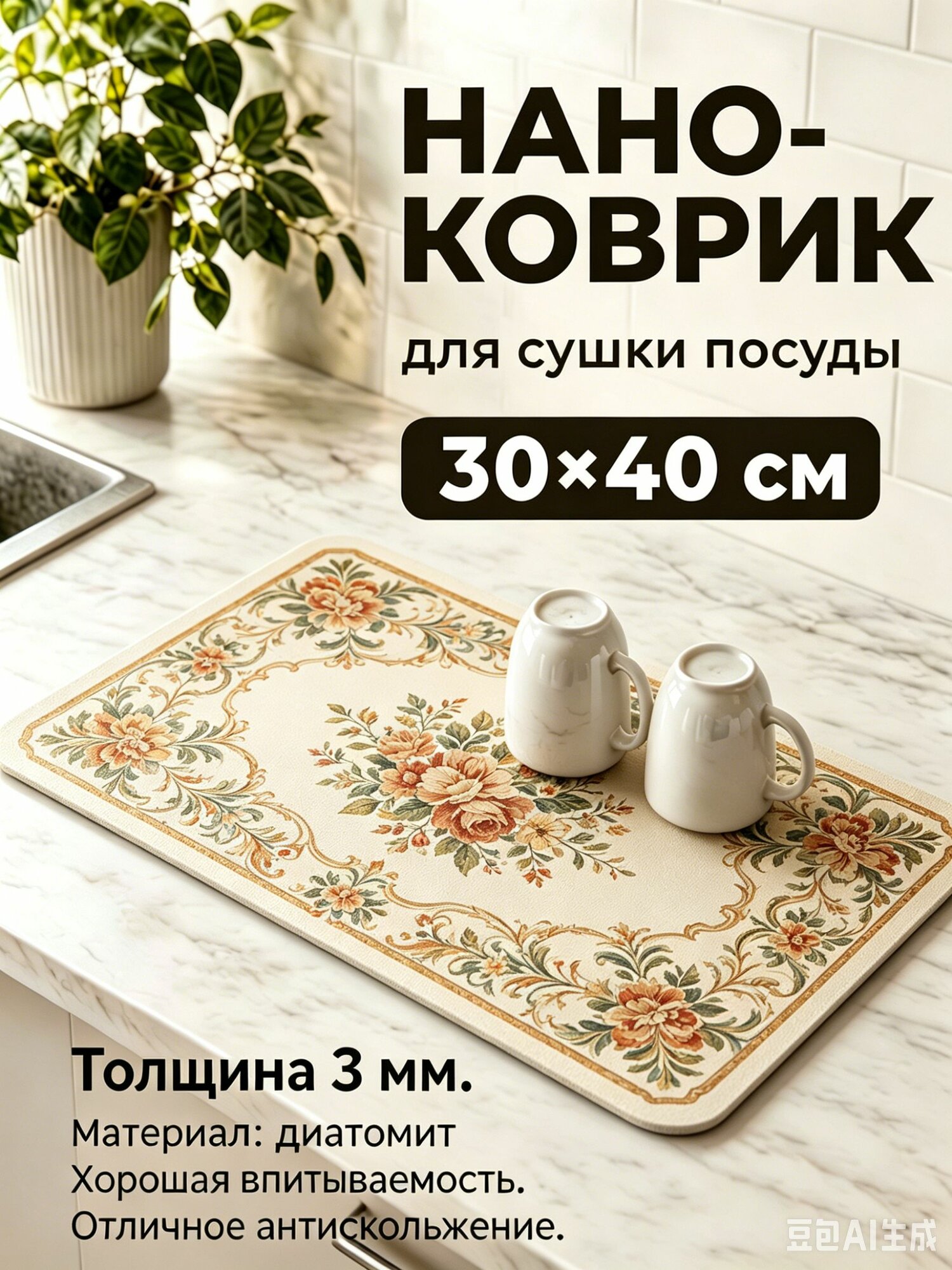 Сушилка для посуды, 40 см х 30 см , 1 шт
