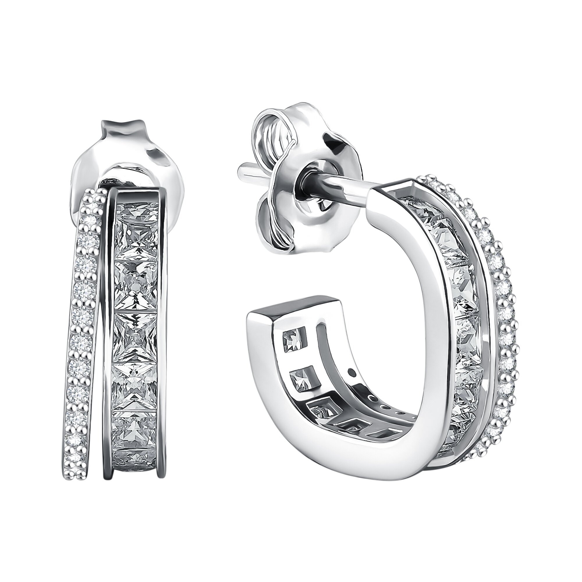 Серьги Diamant online, серебро, 925 проба, родирование, фианит