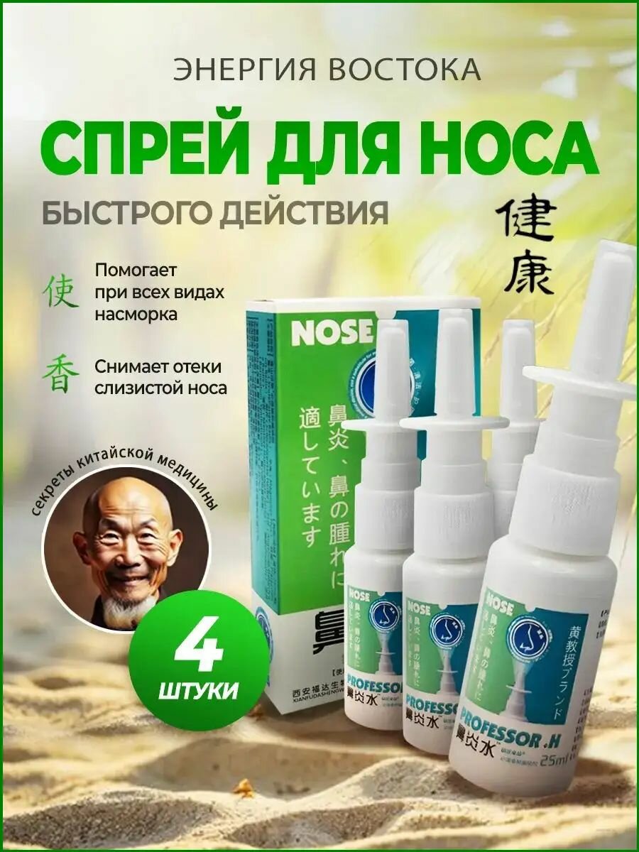 Эксклюзивный спрей назальный Профессор, увлажняющий носовую полость, от заложенности и насморка, отеками снимаемыми Солнце