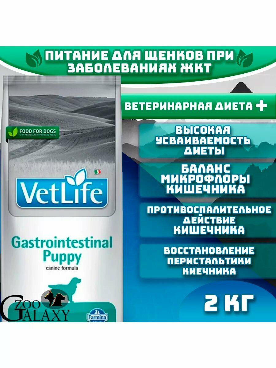 Vet life gastrointestinal для щенков заболевания жкт 2 кг