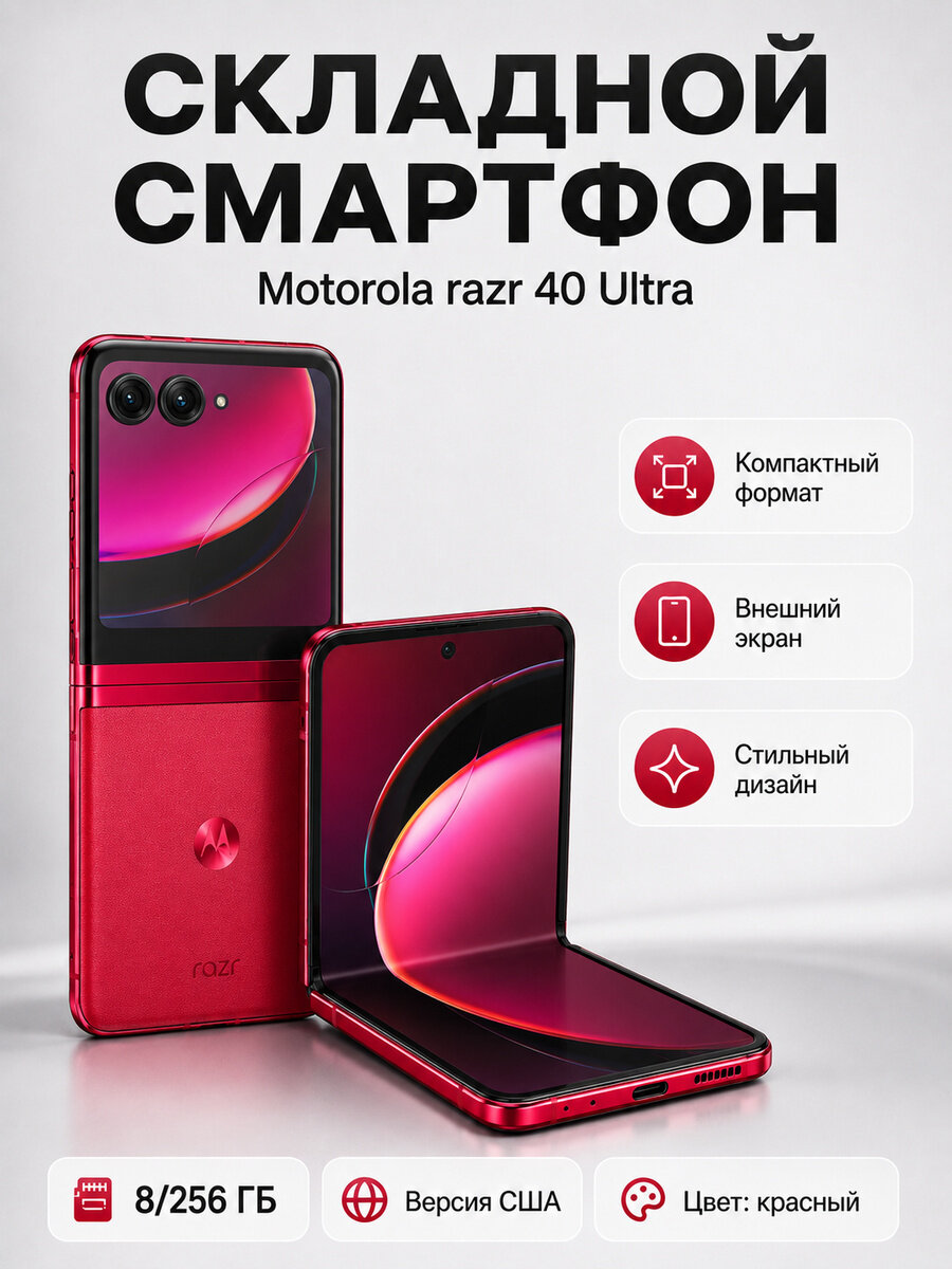 Motorola razr 40 Ultra 8/256 ГБ версия США складной смартфон с компактным корпусом
