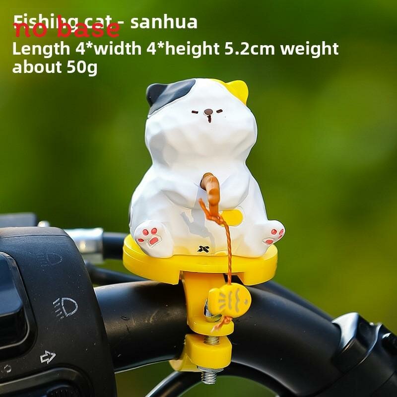 Resin cat art piece with fishing pose for memorial or commemoration gift style i